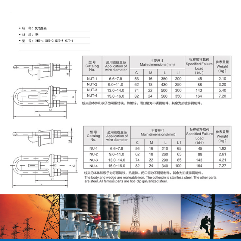 陕西电力线路金具，热镀锌NUT型线夹，UT-2，架空线路金具_陕西电力线路金具_陕西北开电气科技有限公司